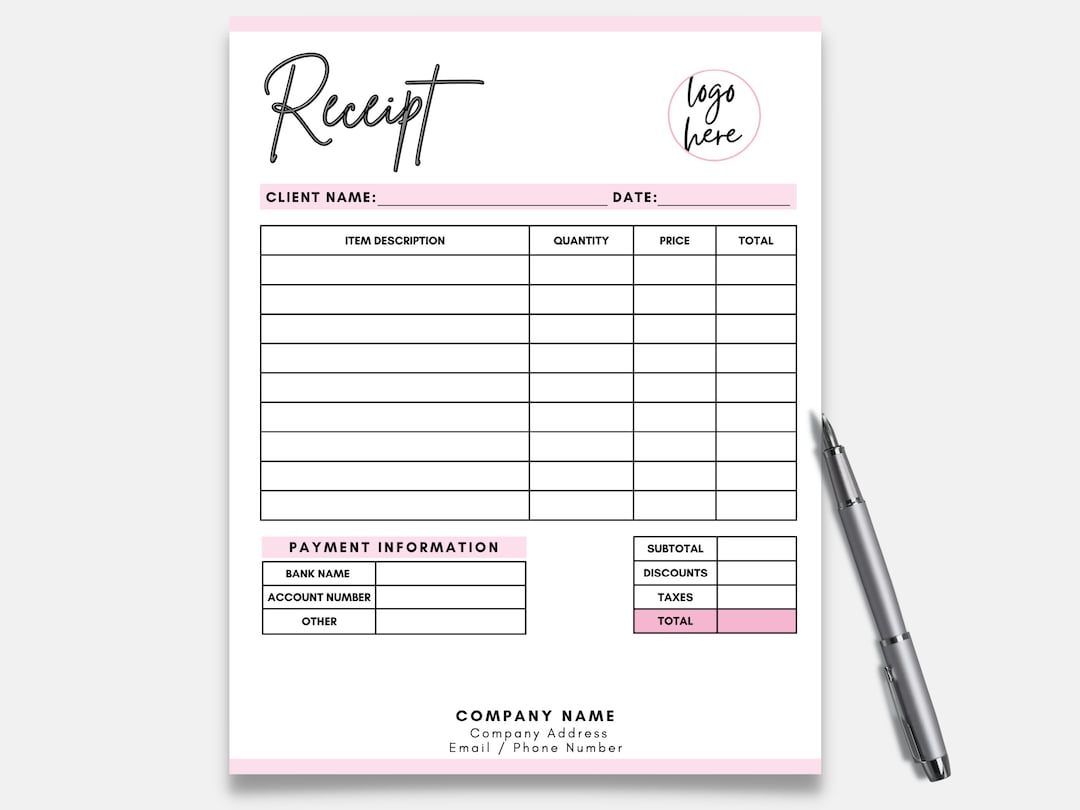 Receipt Template, Small Business Receipt, Custom Order Form, Order Form ...