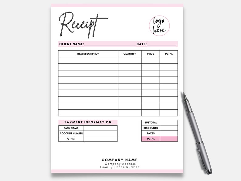 Receipt Template, Small Business Receipt, Custom Order Form, Order Form ...