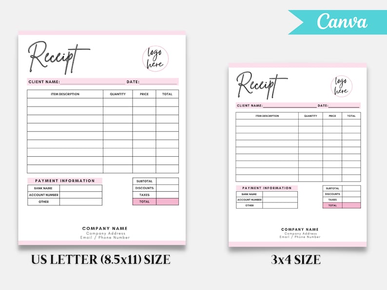 Receipt Template, Small Business Receipt, Custom Order Form, Order Form ...