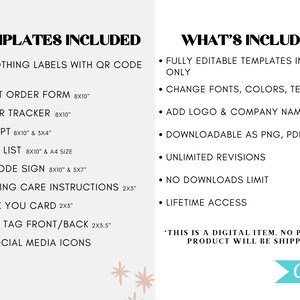 Small Business Bundle Documents, Printable Clothing Labels, Tshirt ...