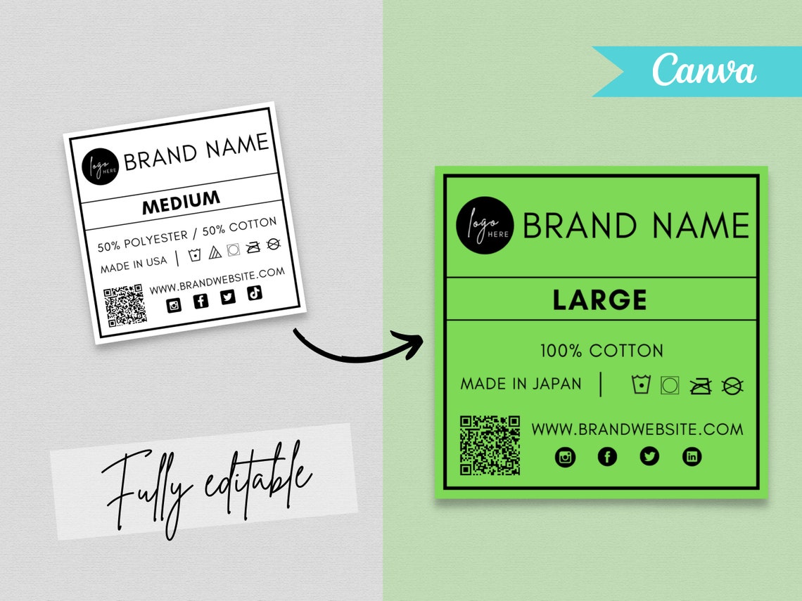 Printable Clothing Labels Clothing Size Labels Custom - Etsy