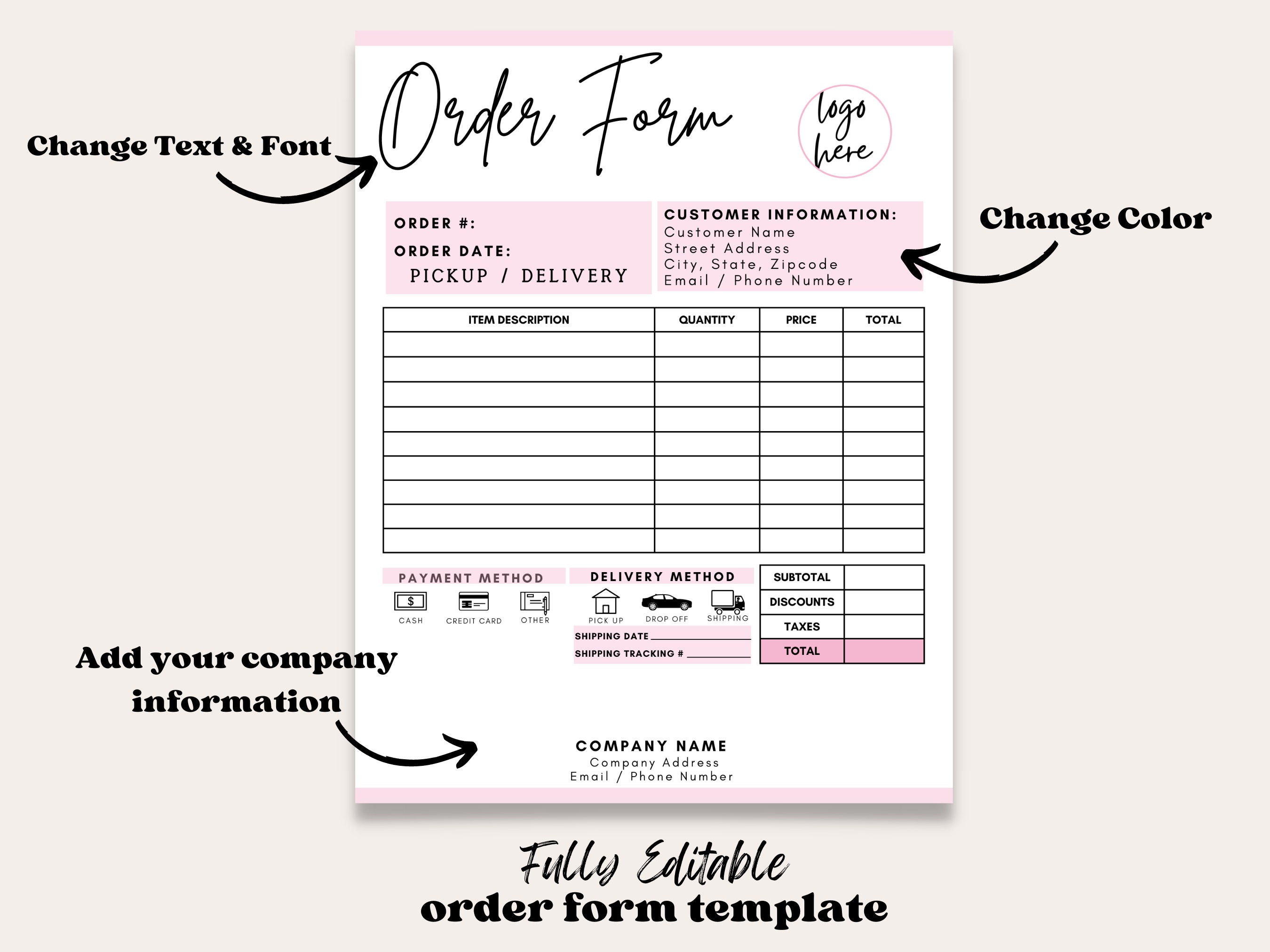 Order Form, Order Form Template, Custom Order Form, Order Tracker ...