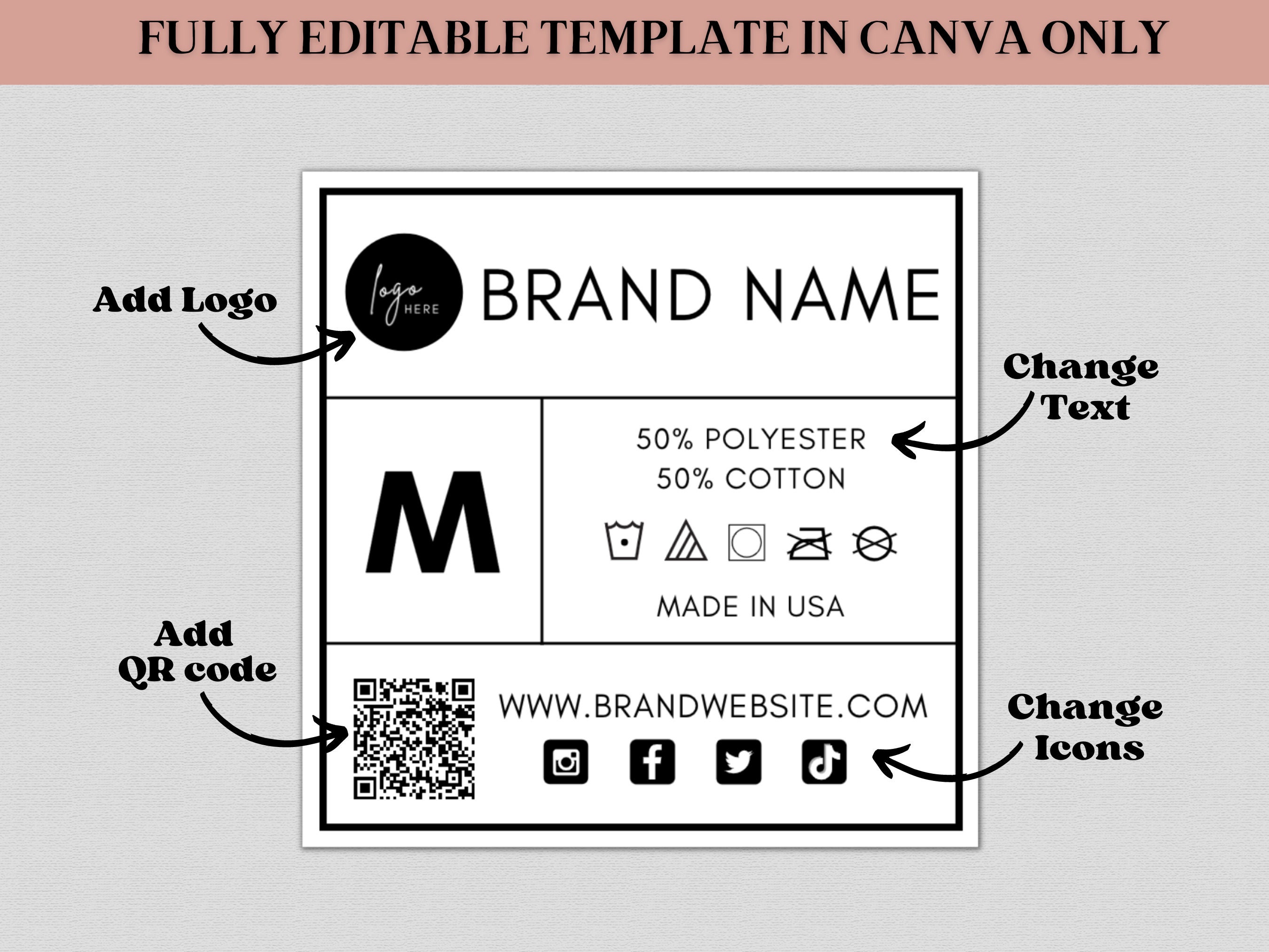 Printable Clothing Labels Clothing Size Labels Custom - Etsy