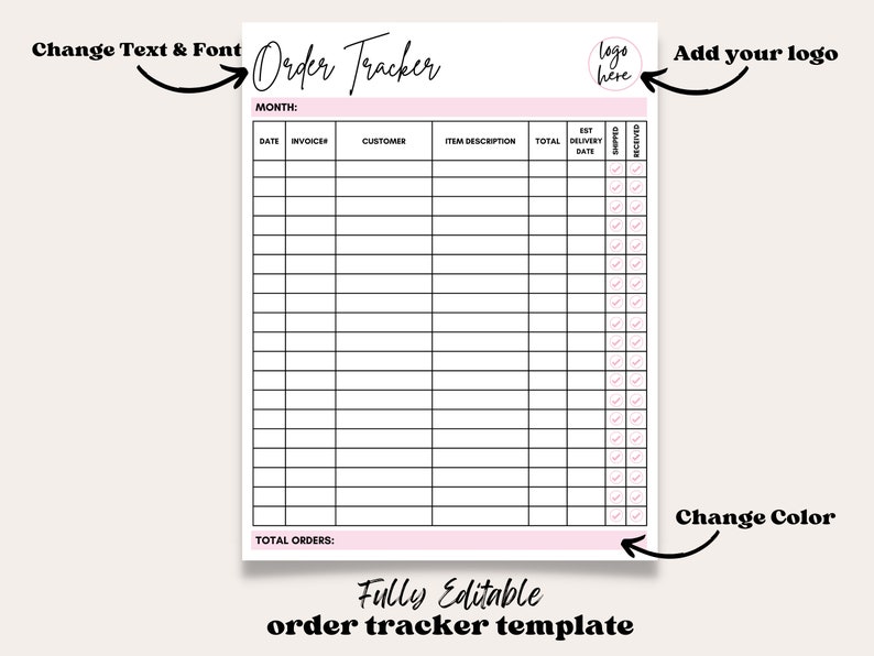 Order Tracker, Online Order Tracker Printable, Shopping Tracker ...