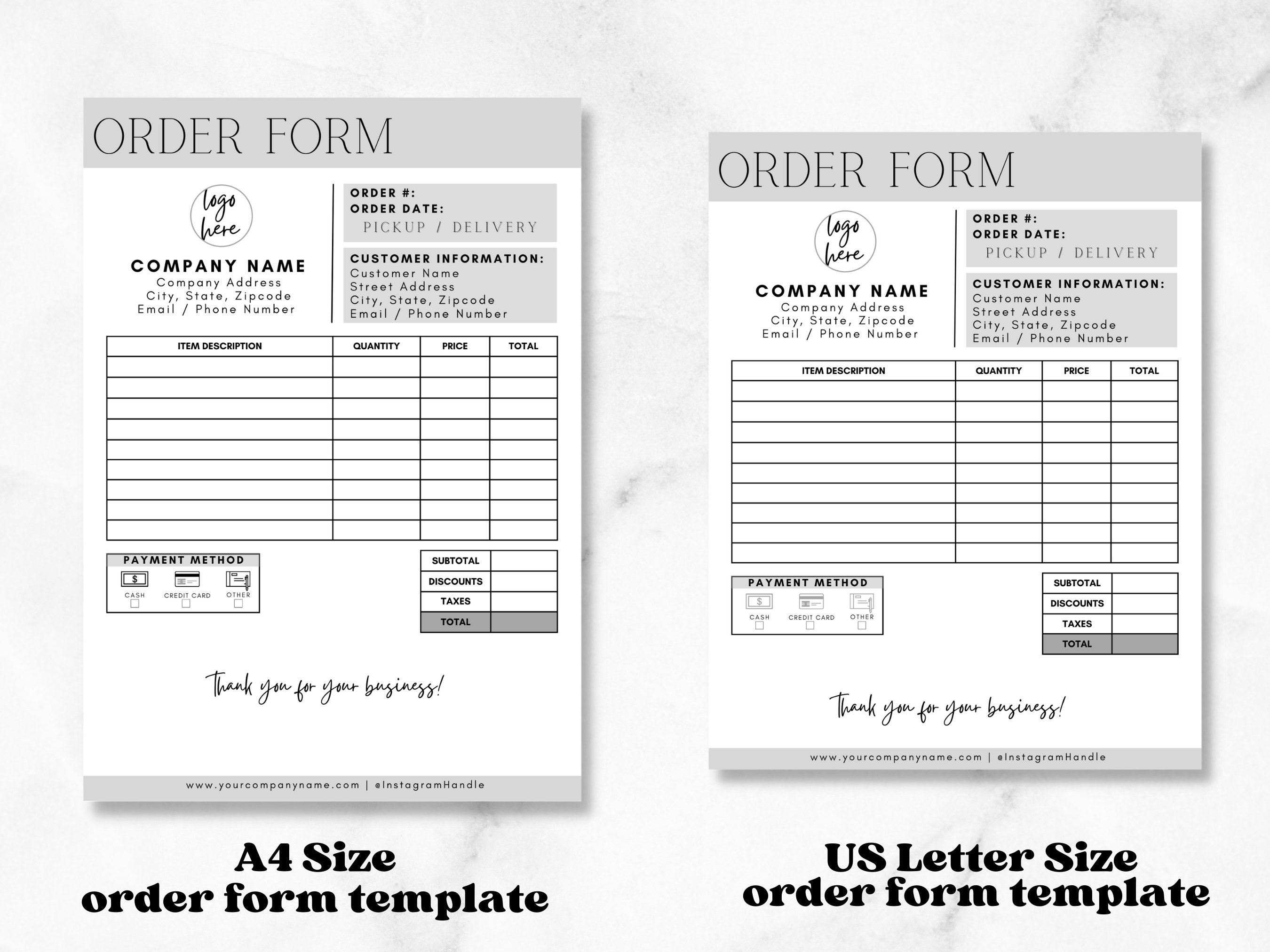 Order Form Template Custom Order Form Order Form Craft - Etsy