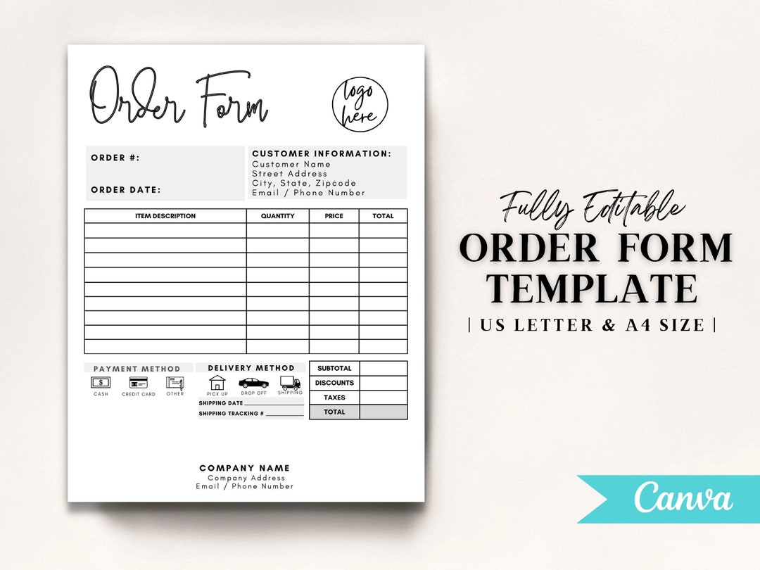 Order Form Template, Custom Order Form, Order Form, Craft Order Form ...