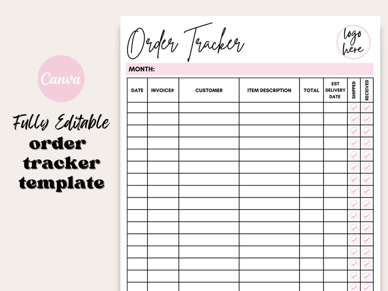 Order Tracker Online Order Tracker Printable Shopping - Etsy