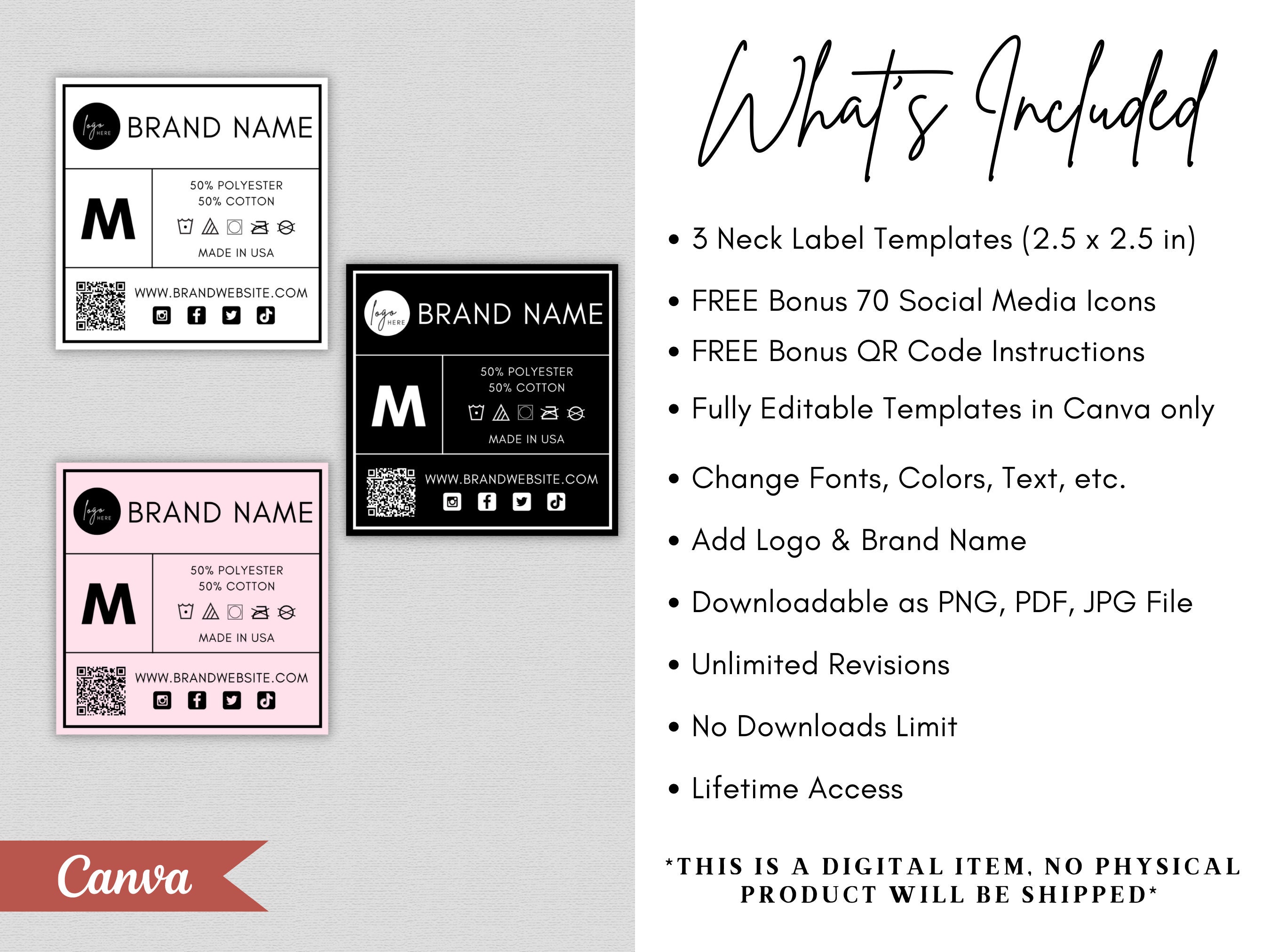 Printable Clothing Labels Clothing Size Labels Custom - Etsy