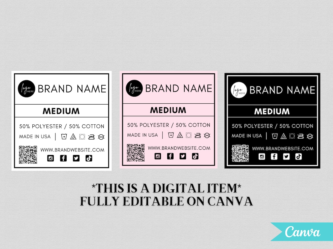Printable Clothing Labels Clothing Size Labels Custom - Etsy