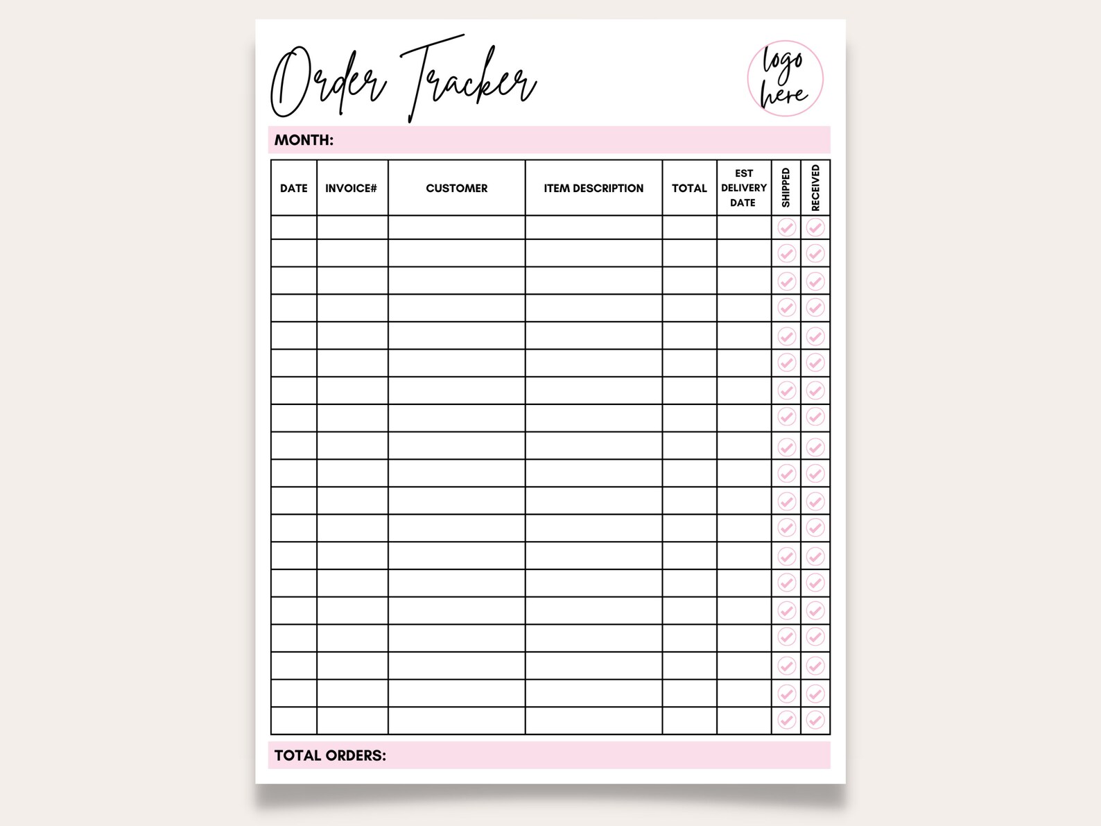 Order Tracker Online Order Tracker Printable Shopping - Etsy