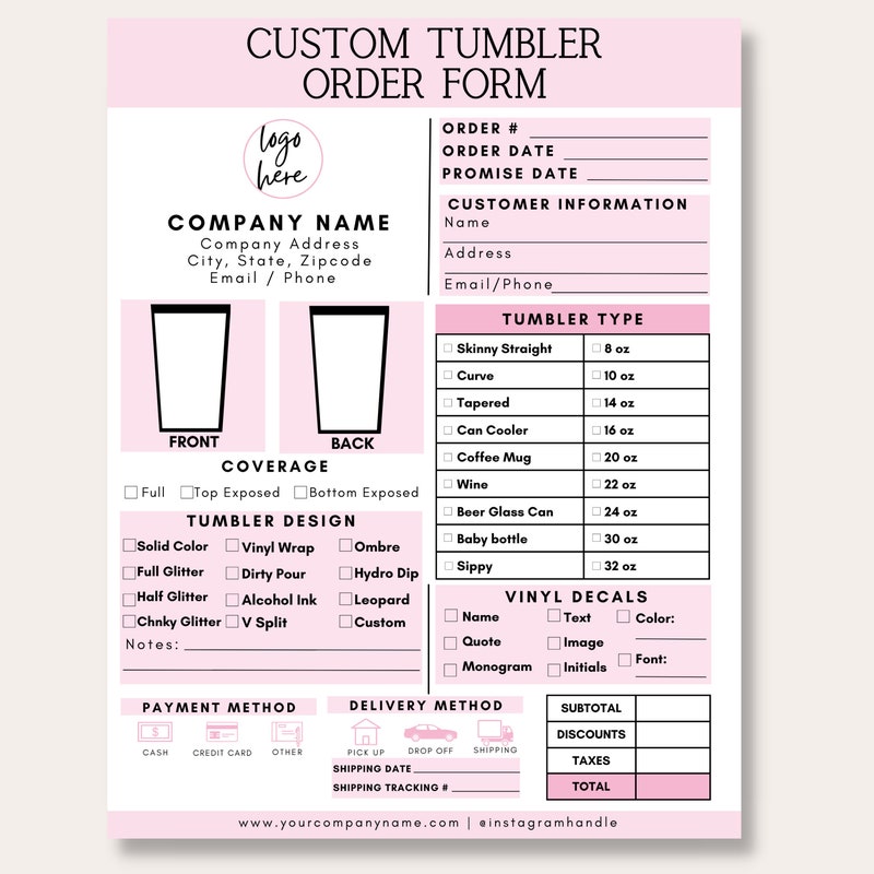 Cup Order Form - Etsy