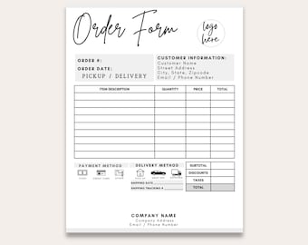 Order Form Template, Custom Order Form, Order Form, Printable Craft ...