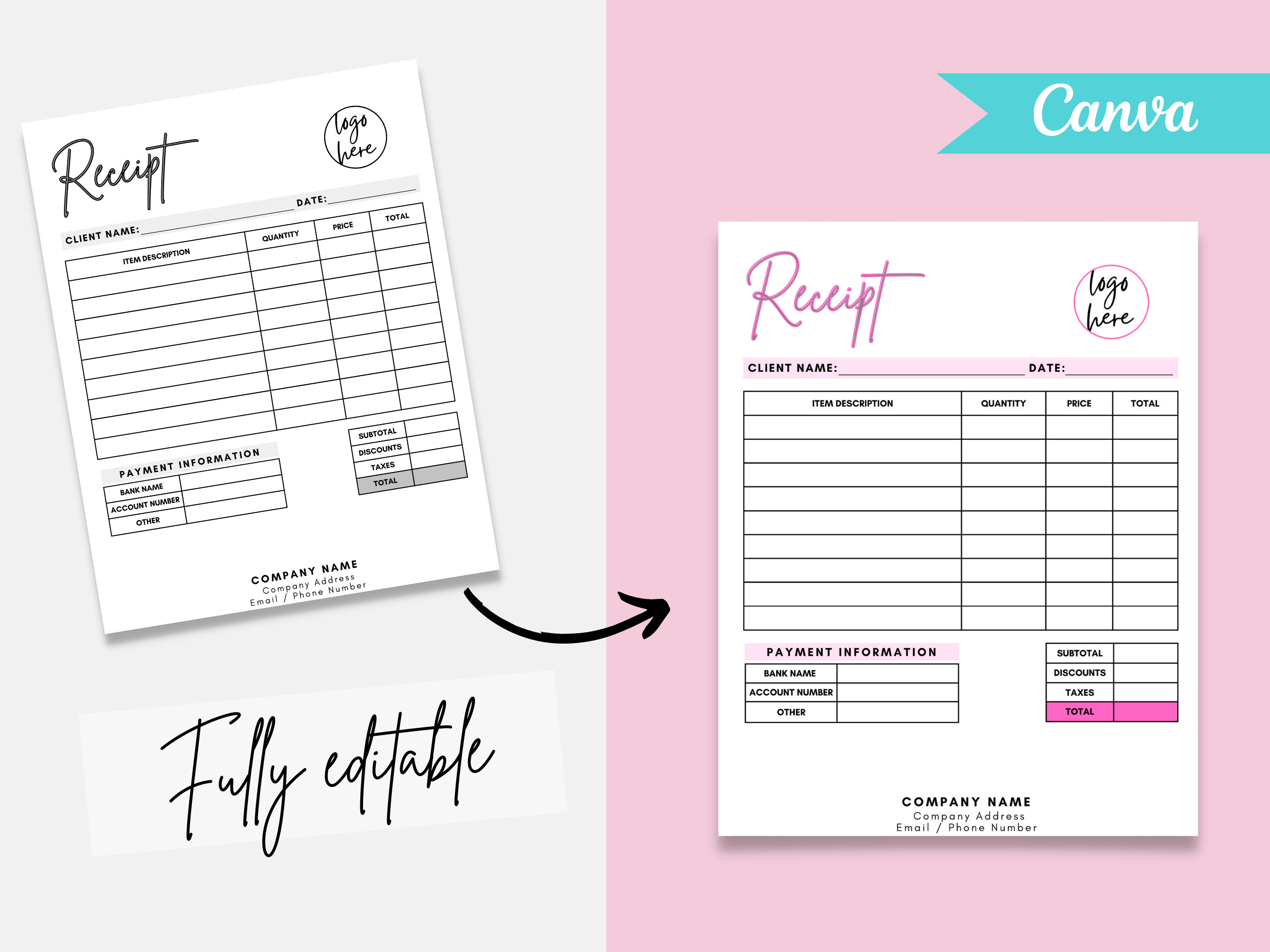 Receipt Template, Small Business Receipt, Custom Order Form, Order Form ...