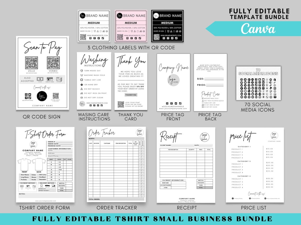 Small Business Bundle Documents Printable Clothing Labels - Etsy