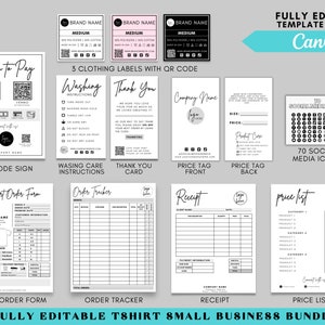 Small Business Bundle Documents, Printable Clothing Labels, Tshirt ...