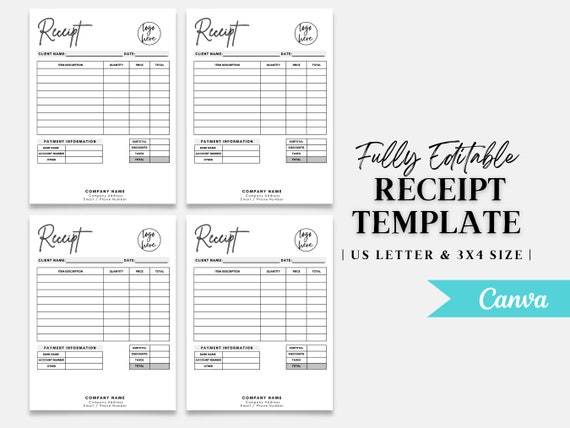 Receipt Template Small Business Receipt Custom Order Form - Etsy