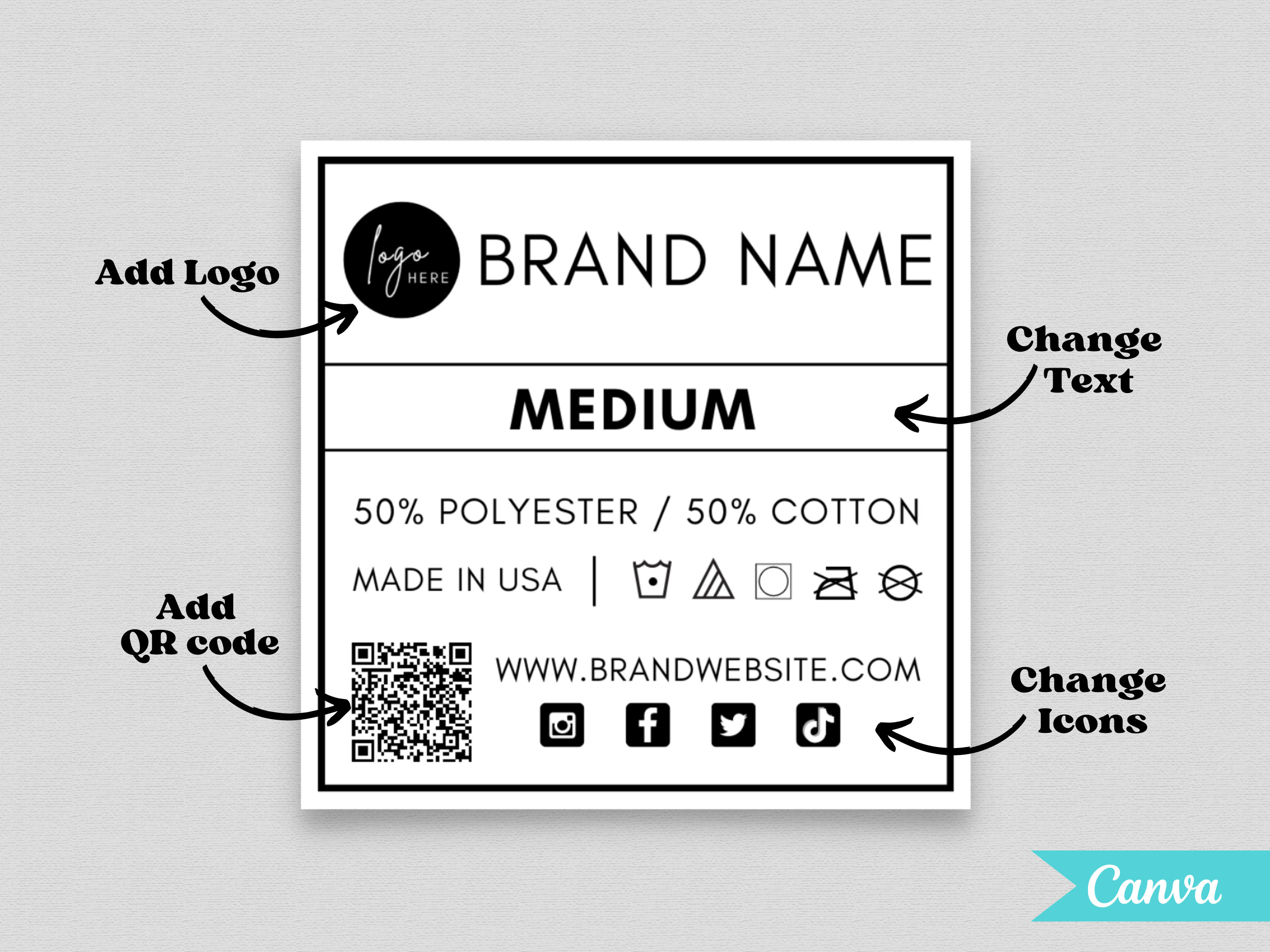 Printable Clothing Labels Clothing Size Labels Custom - Etsy