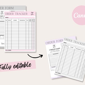 Custom Order Form Template and Order Tracker Bundle, Order Form ...