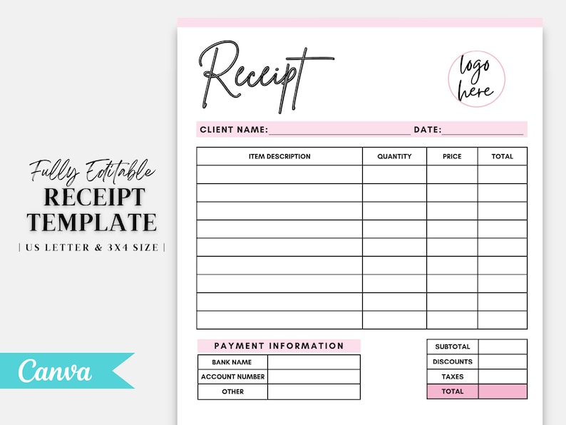 Receipt Template, Small Business Receipt, Custom Order Form, Order Form ...