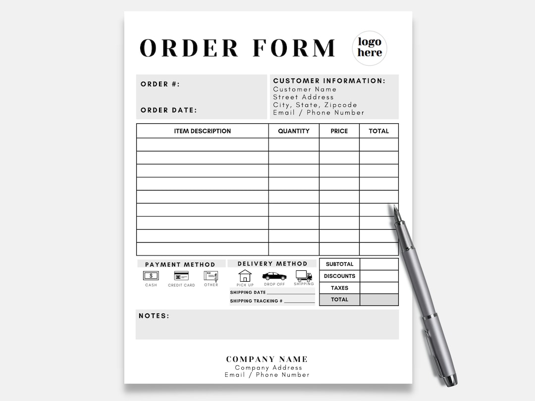 order-form-template-custom-order-form-order-form-craft-etsy