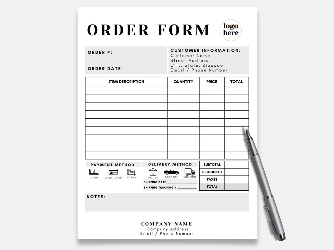 Order Form Template, Custom Order Form, Order Form, Craft Order Form ...