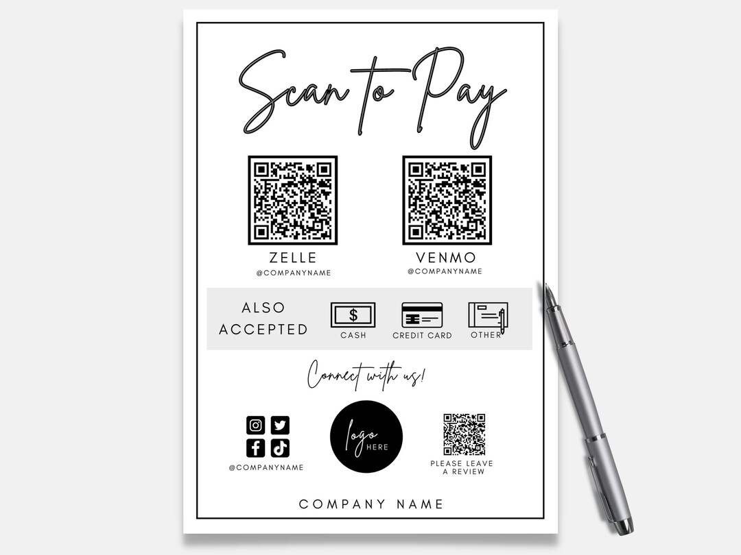 QR Code Sign, Scan to Pay Template, Payment Sign, QR Code Template ...