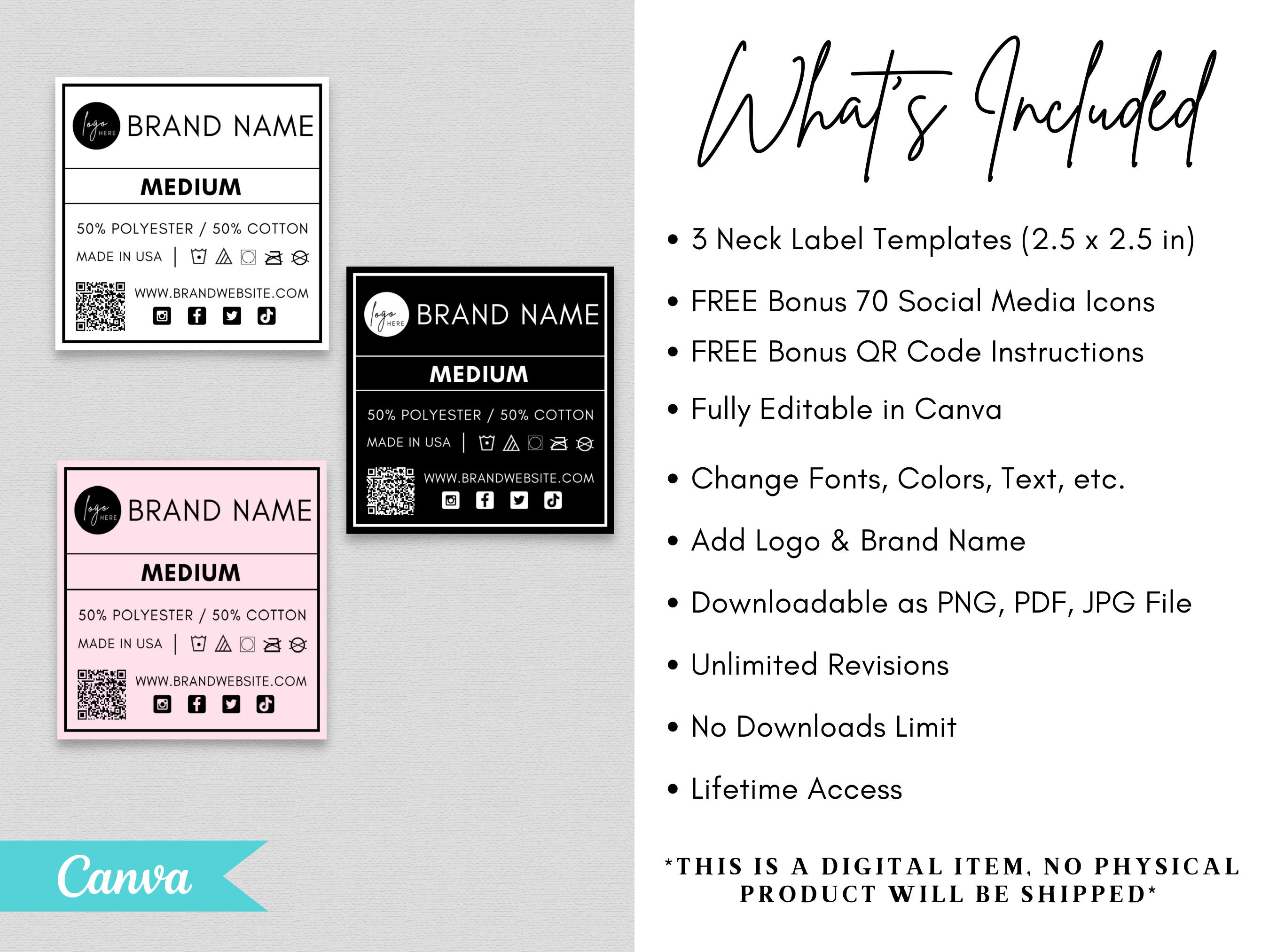 Printable Clothing Labels, Clothing Size Labels, Custom Clothing Tags ...