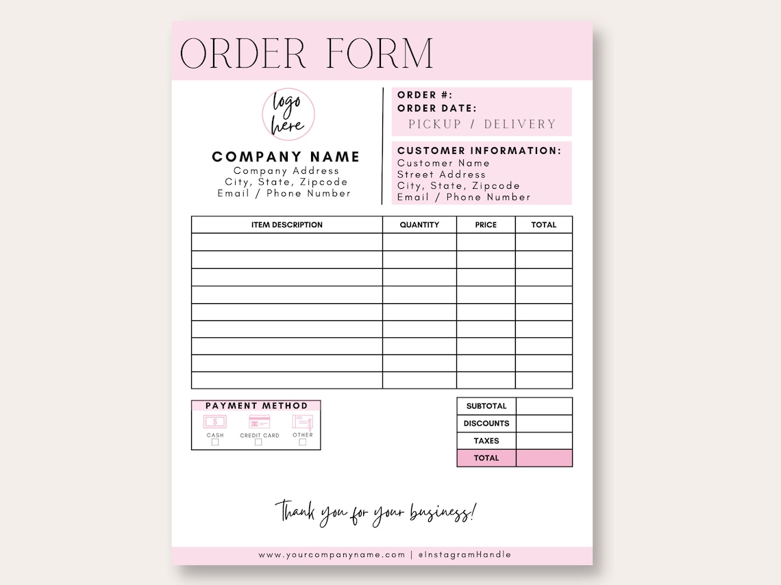 Custom Order Form Template and Order Tracker Bundle Order - Etsy