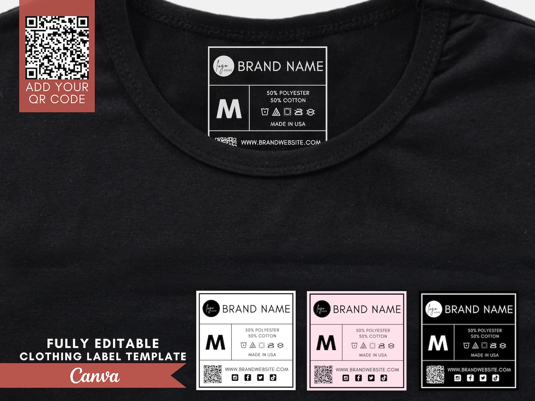 Printable Clothing Labels, Clothing Size Labels, Custom Clothing Tags ...