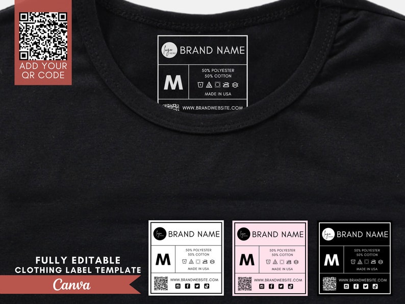 Printable Clothing Labels, Clothing Size Labels, Custom Clothing Tags ...