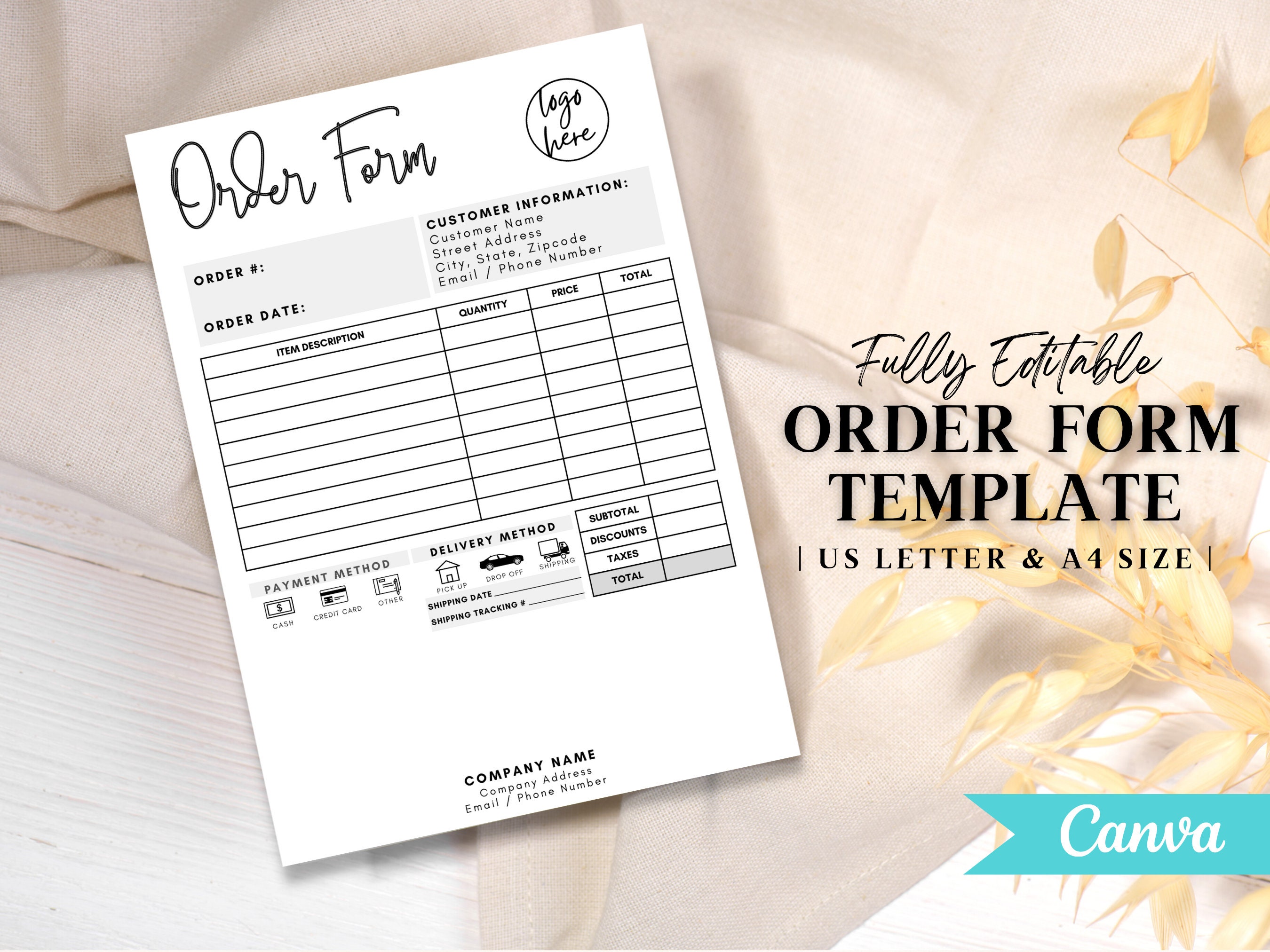 Order Form Template, Custom Order Form, Order Form, Craft Order Form ...