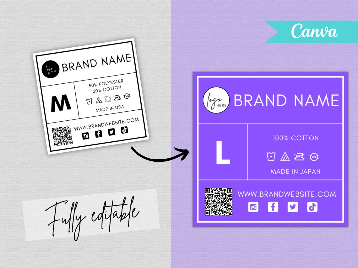 Printable Clothing Labels, Clothing Size Labels, Custom Clothing Tags ...