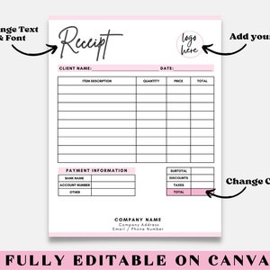 Receipt Template, Small Business Receipt, Custom Order Form, Order Form ...