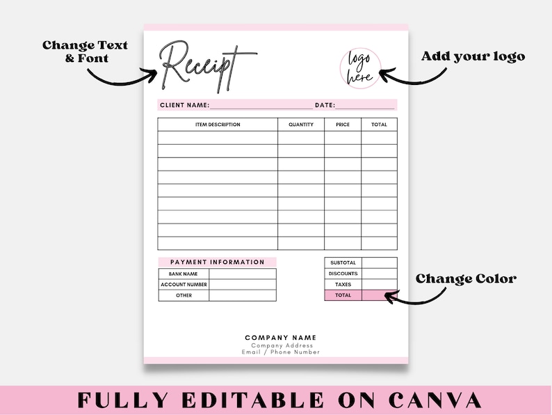 Receipt Template, Small Business Receipt, Custom Order Form, Order Form ...