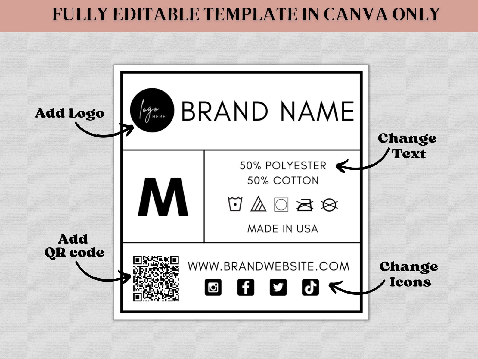 Printable Clothing Labels Clothing Size Labels Custom - Etsy