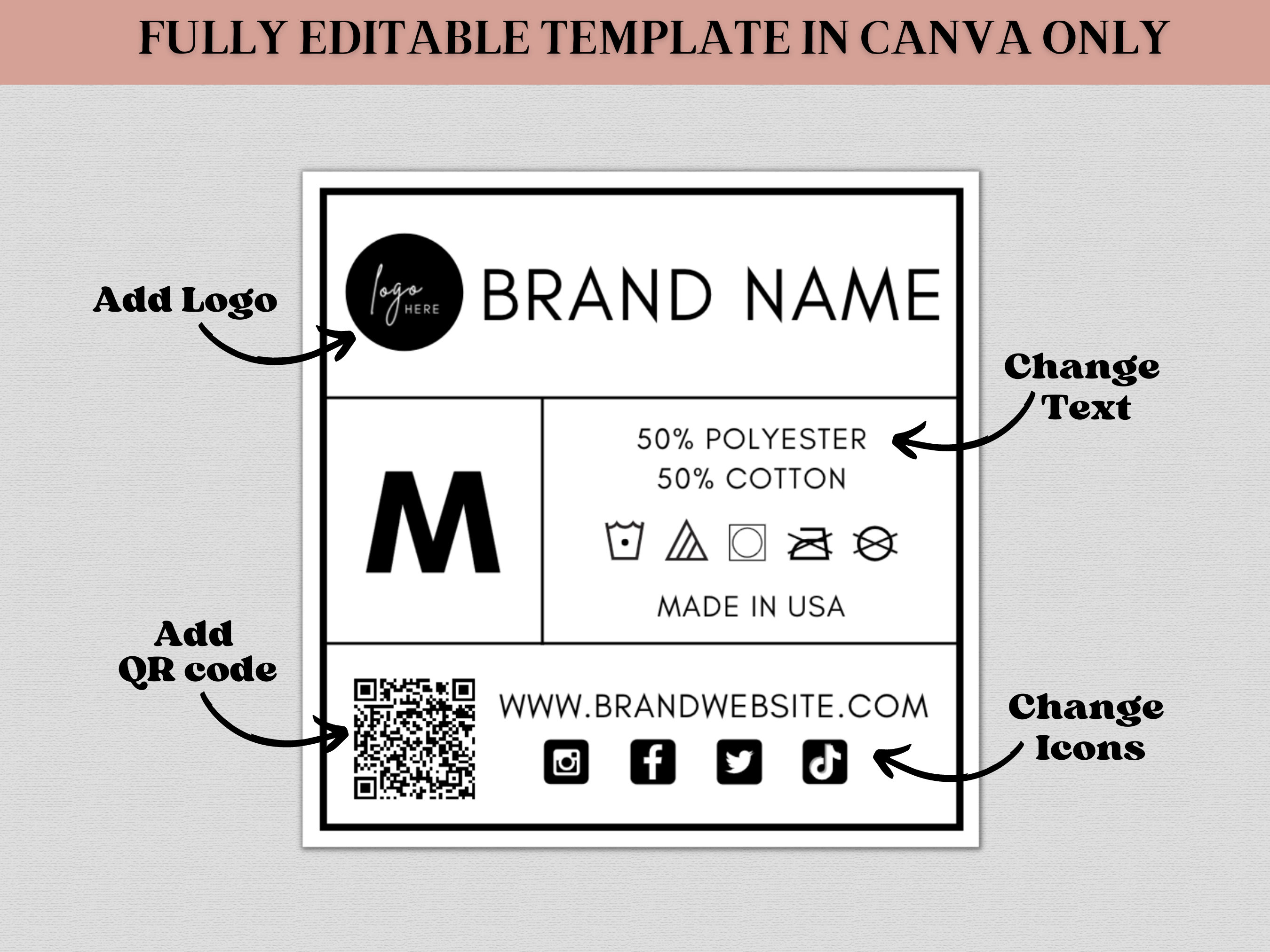 Printable Clothing Labels Clothing Size Labels Custom - Etsy