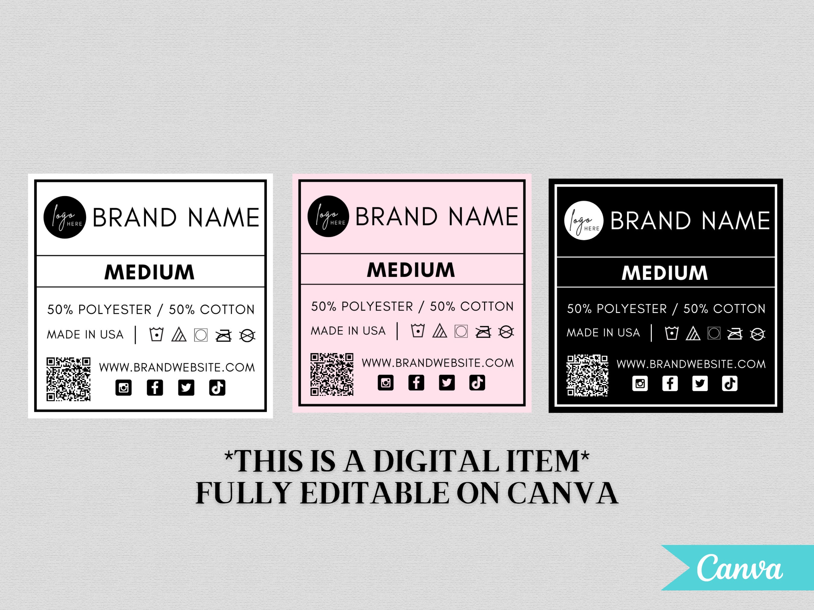 Printable Clothing Labels, Clothing Size Labels, Custom Clothing Tags ...