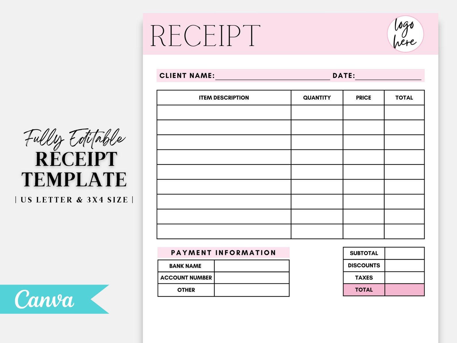 Receipt Template, Small Business Receipt, Custom Order Form, Order Form ...