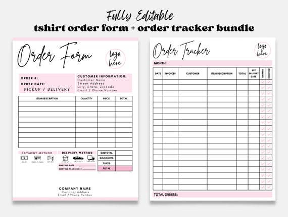 Order Form Template Custom Order Form Order Form Printable - Etsy Australia
