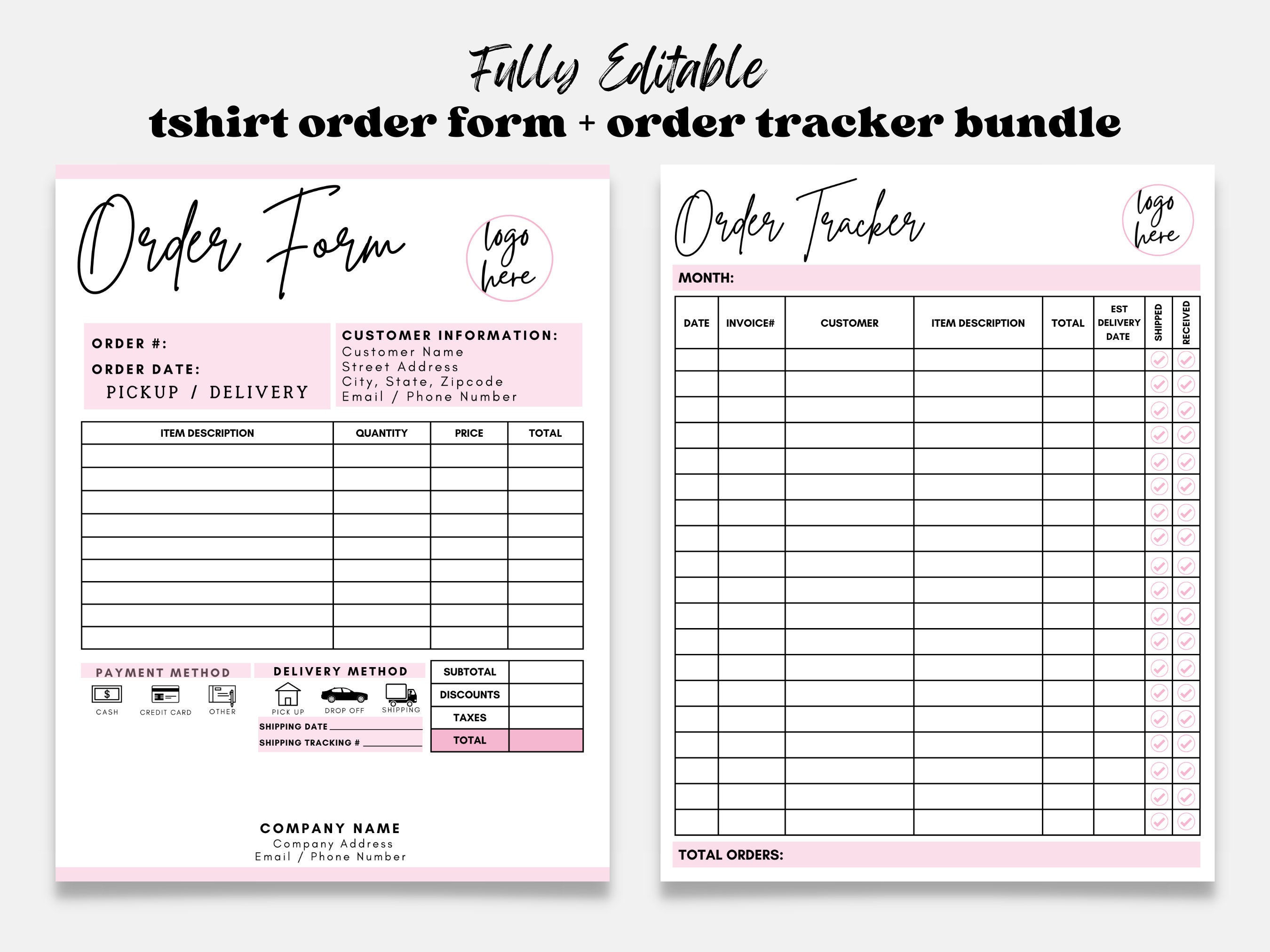 Order Form Template, Custom Order Form, Order Form, Printable Craft ...