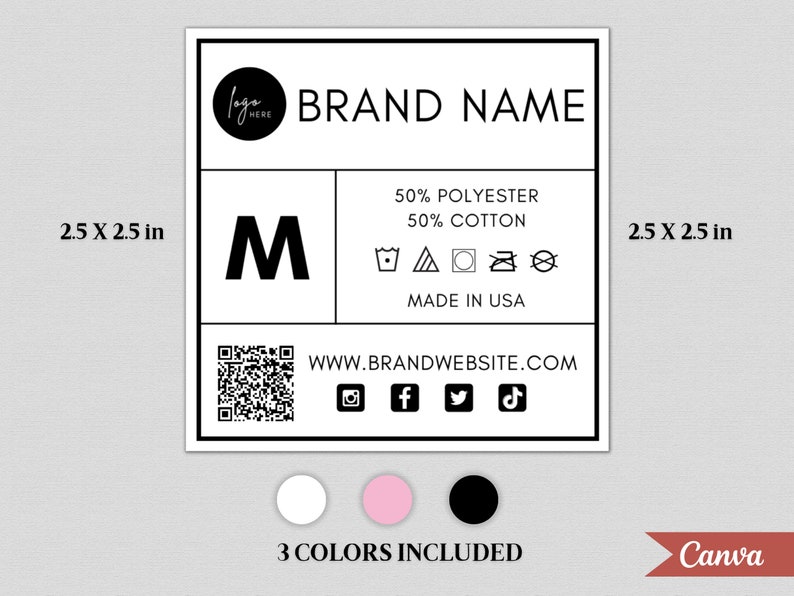 Printable Clothing Labels, Clothing Size Labels, Custom Clothing Tags ...