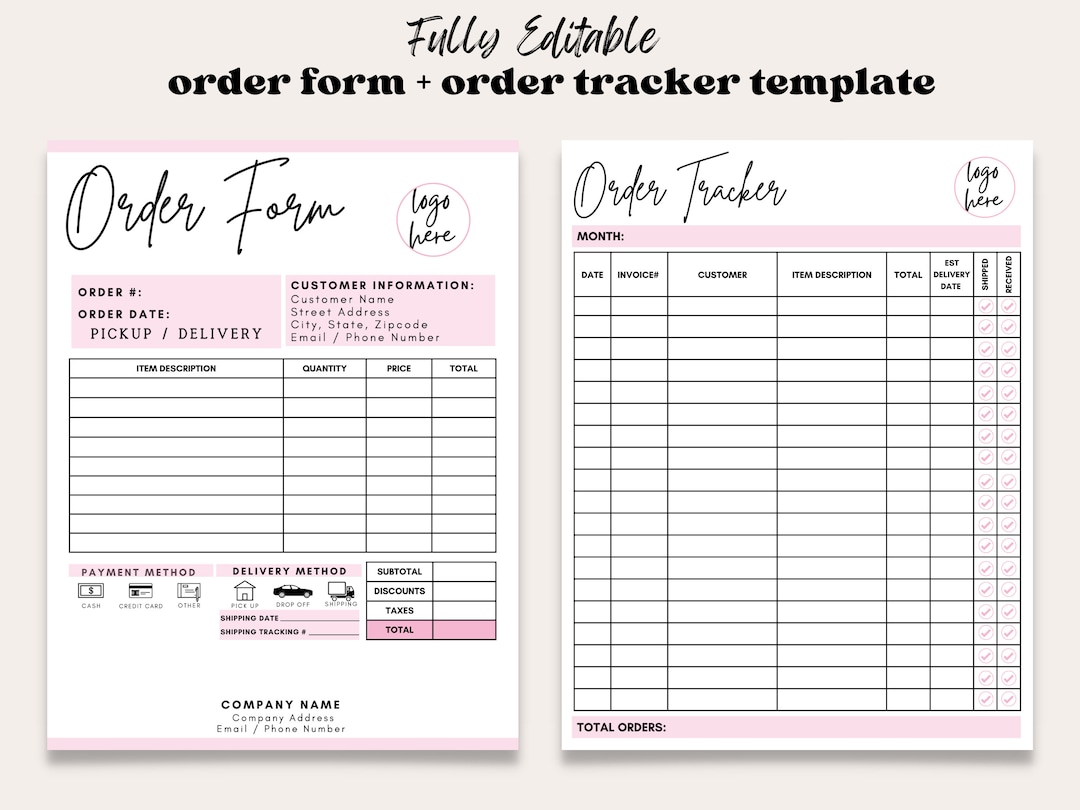 Order Form, Order Form Template, Custom Order Form, Order Tracker ...