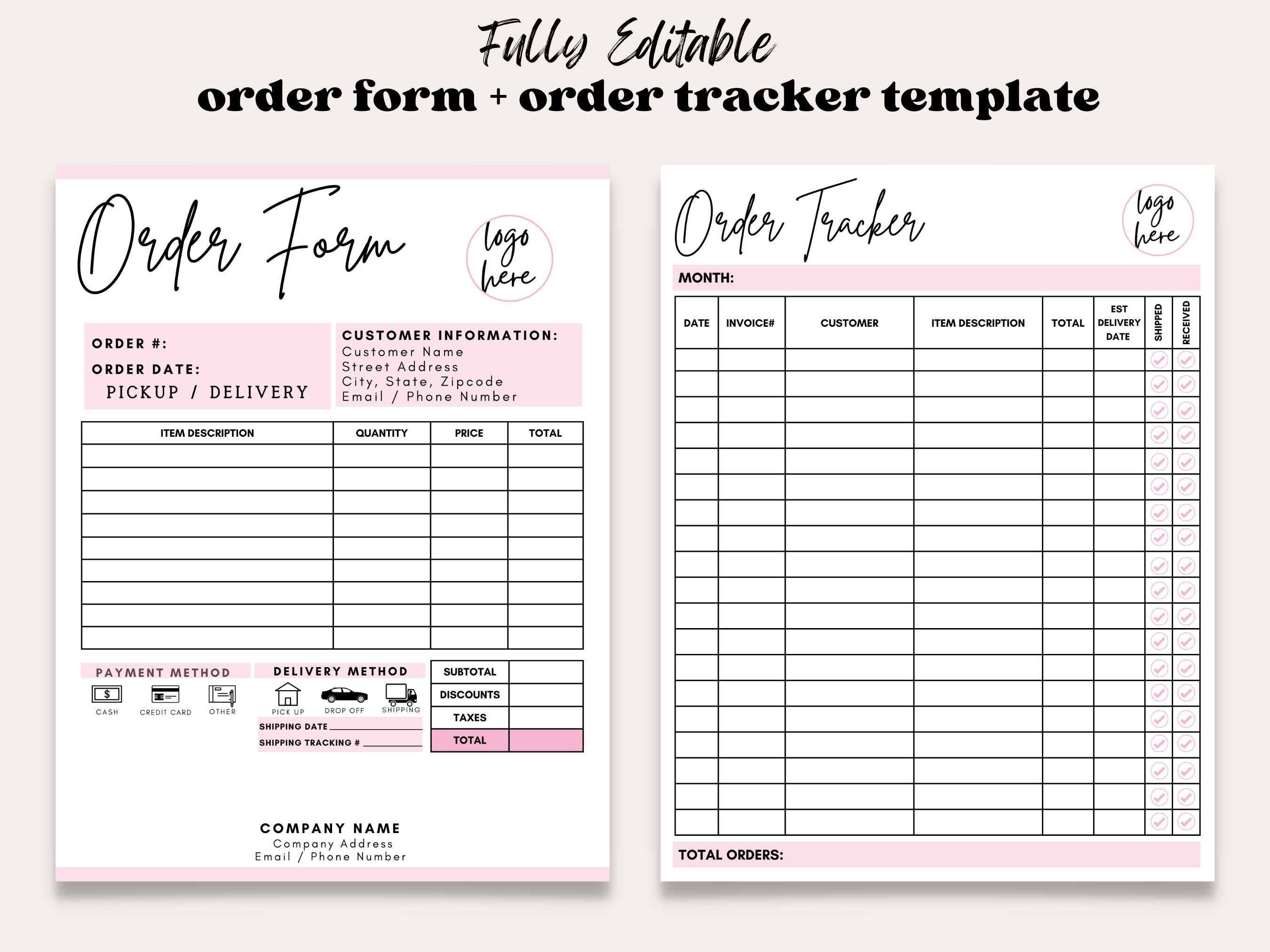 Order Form, Order Form Template, Custom Order Form, Order Tracker ...