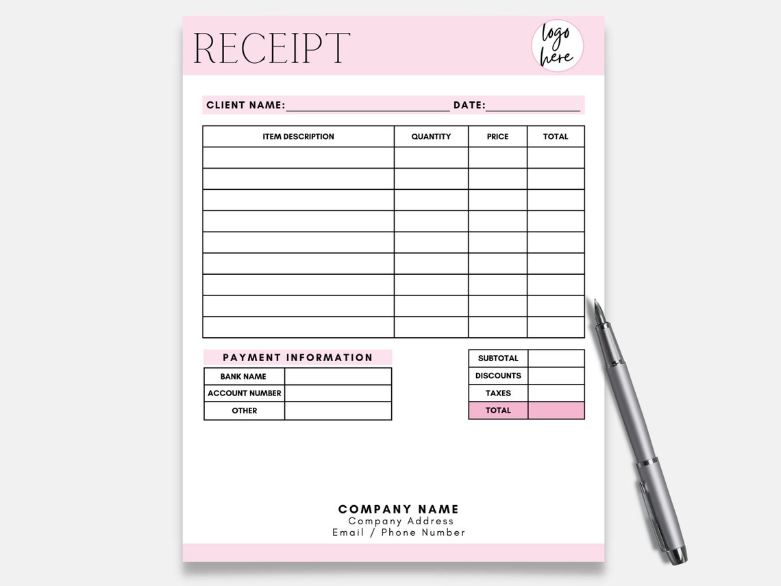 Receipt Template Small Business Receipt Custom Order Form - Etsy