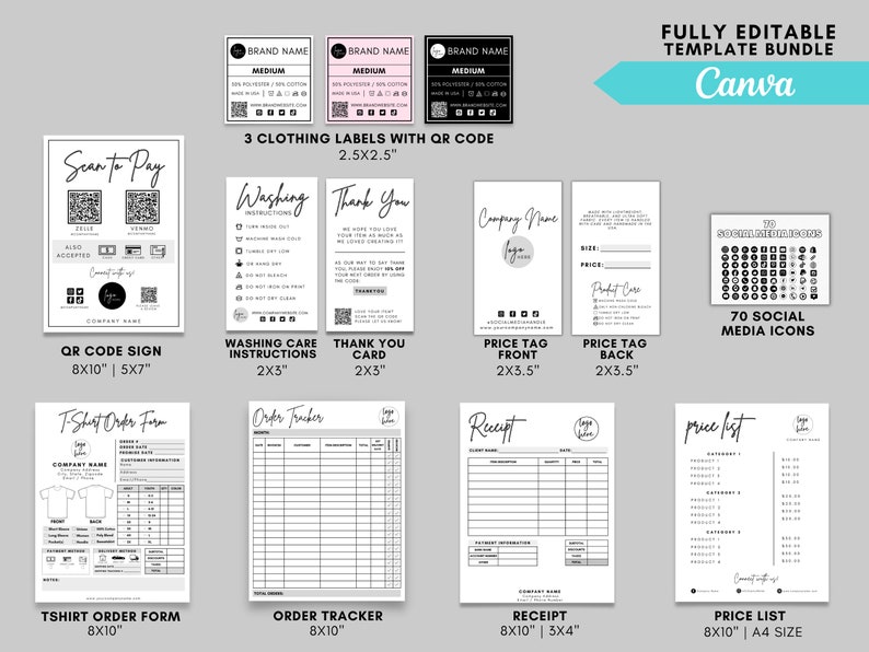 Small Business Bundle Documents Printable Clothing Labels - Etsy