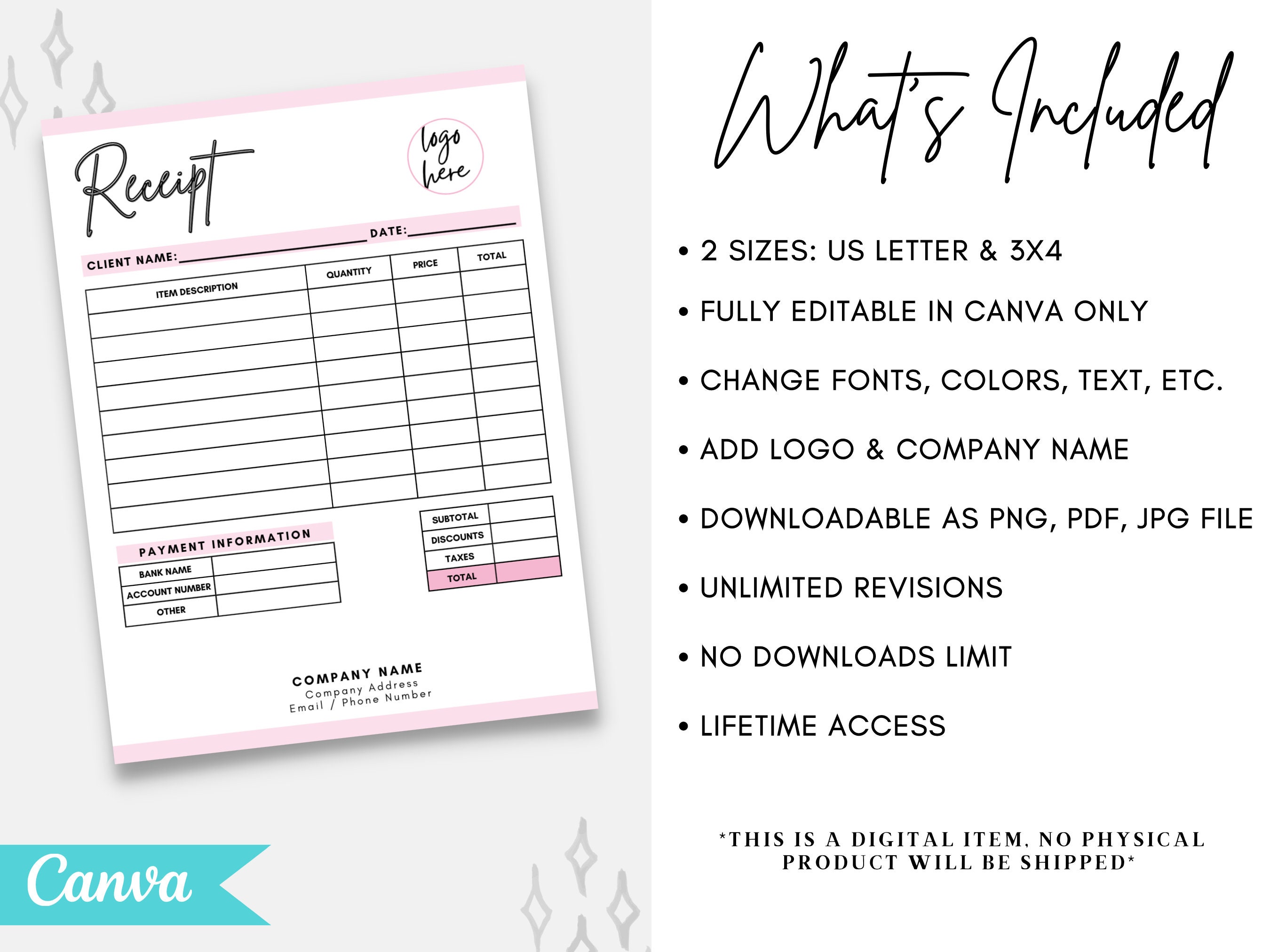Receipt Template, Small Business Receipt, Custom Order Form, Order Form ...