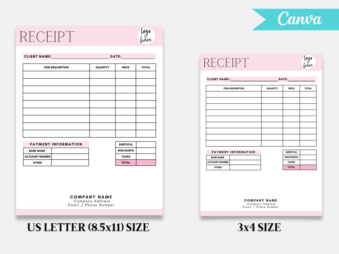 Receipt Template Small Business Receipt Custom Order Form - Etsy
