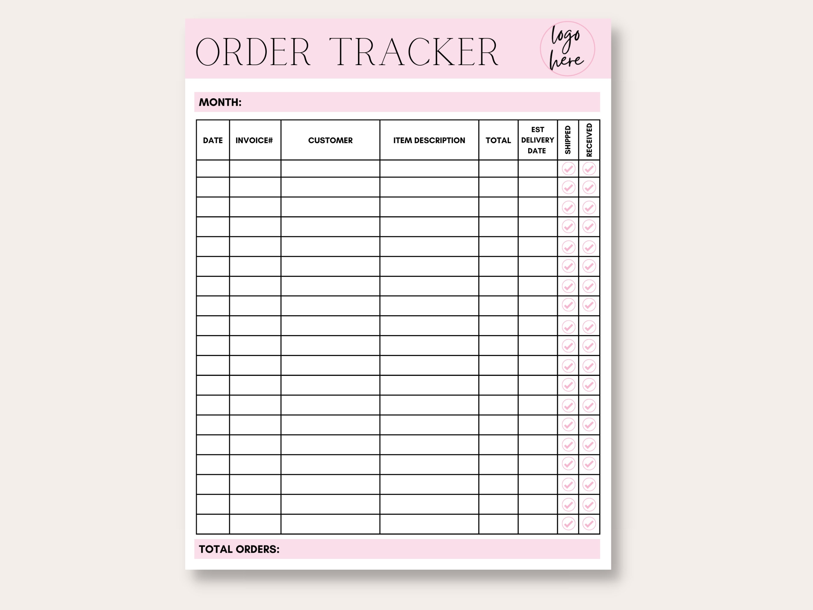 Custom Order Form Template and Order Tracker Bundle, Order Form ...