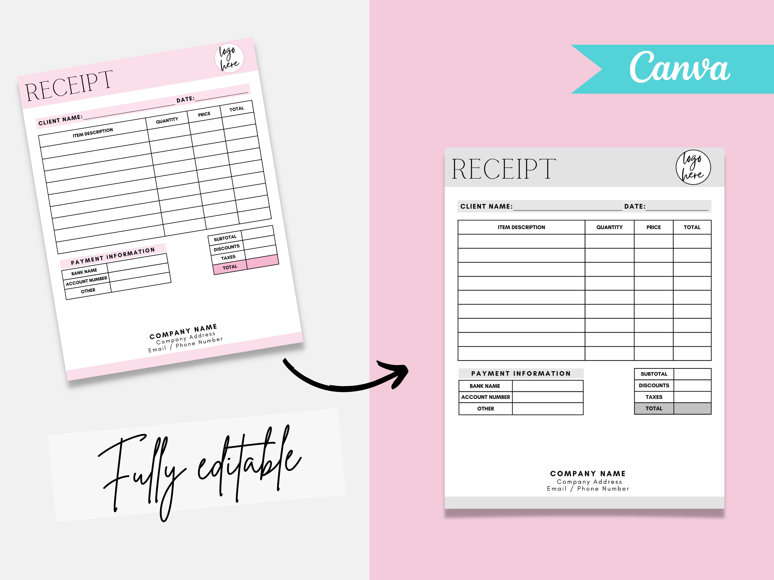 Receipt Template, Small Business Receipt, Custom Order Form, Order Form ...