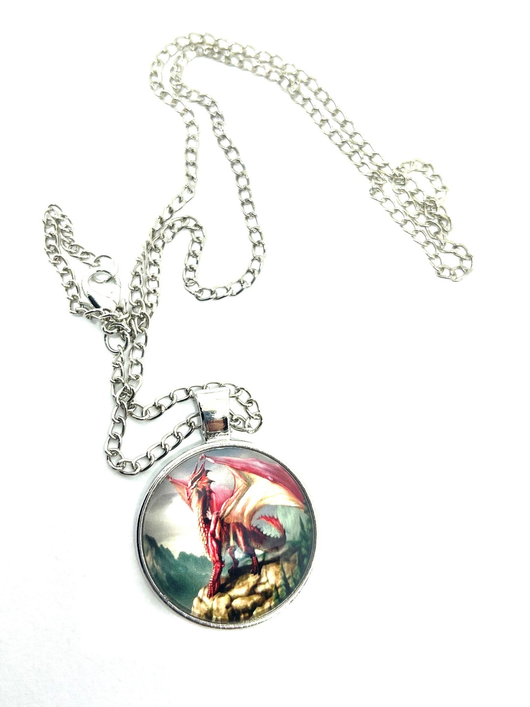 Red Dragon Pendant Necklace: Fantasy Art Jewelry - Etsy